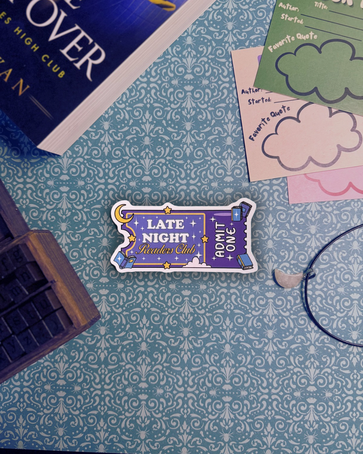 Late Night Readers Club Ticket (Glossy) Sticker Decal – The Smut Syndicate
